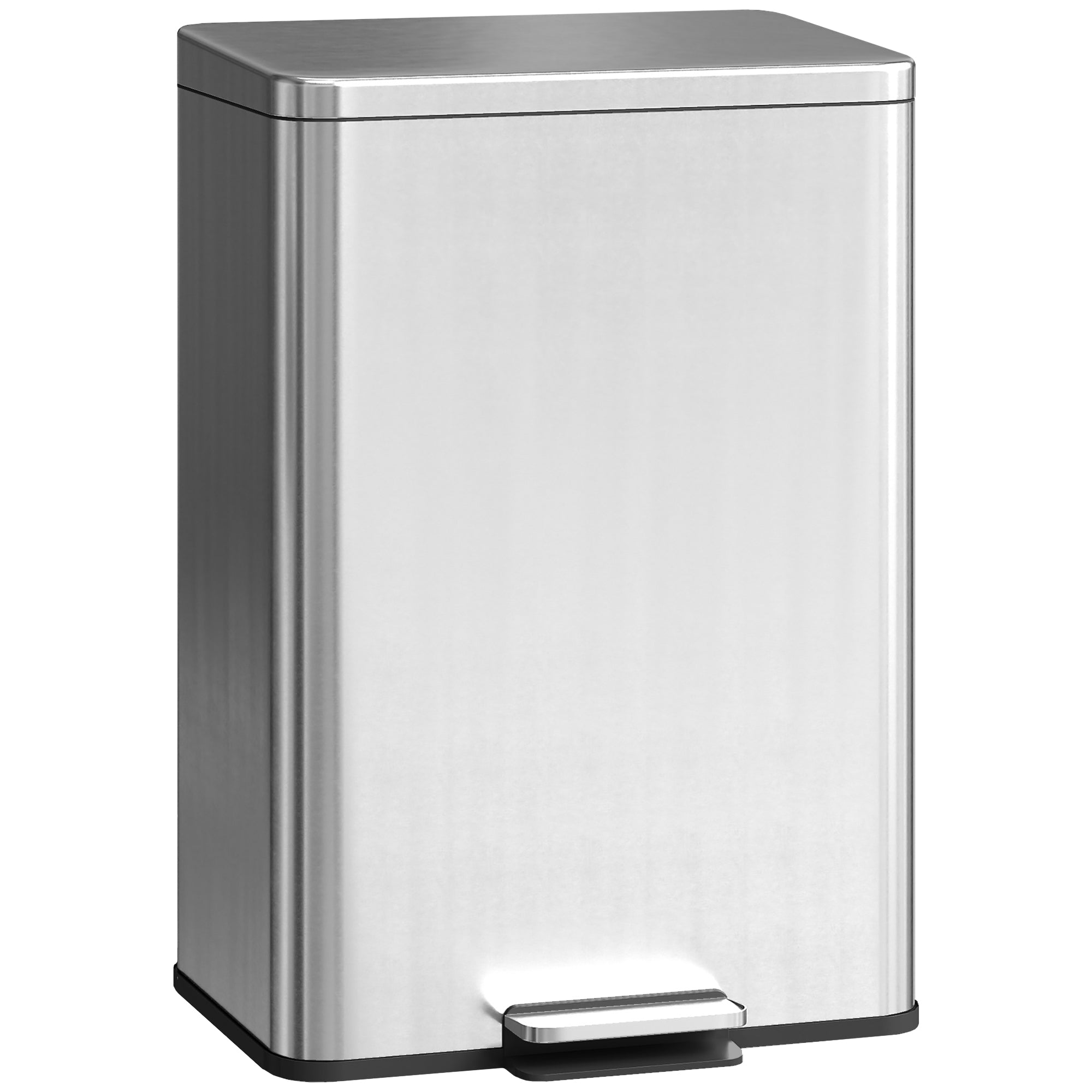 HOMCOM Pedal Bin With Soft-Close Lid, 20L Stainless Steel Kitchen Bin