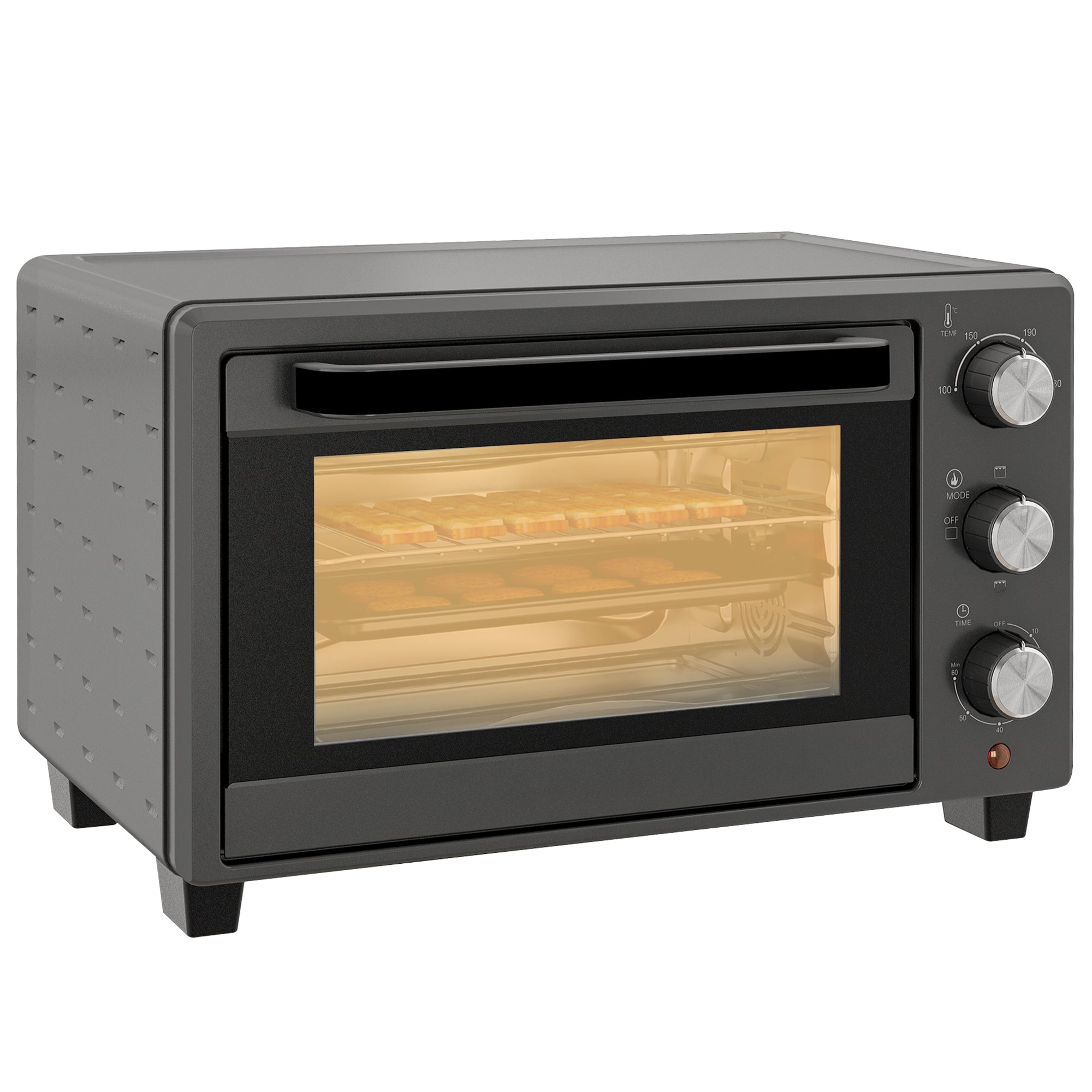 HOMCOM Mini Oven 21L Electric Grill W/ Adjustable Temp Timer 1400W, Gr