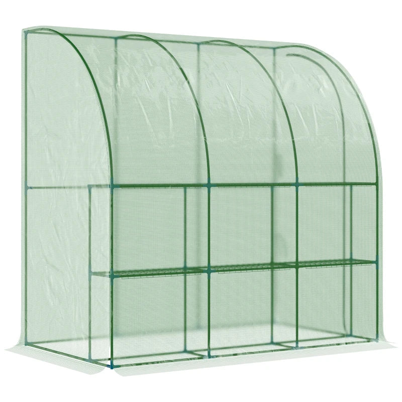 Outsunny Lean To Tunnel Greenhouse 214L x 120W x 215Hcm - Green
