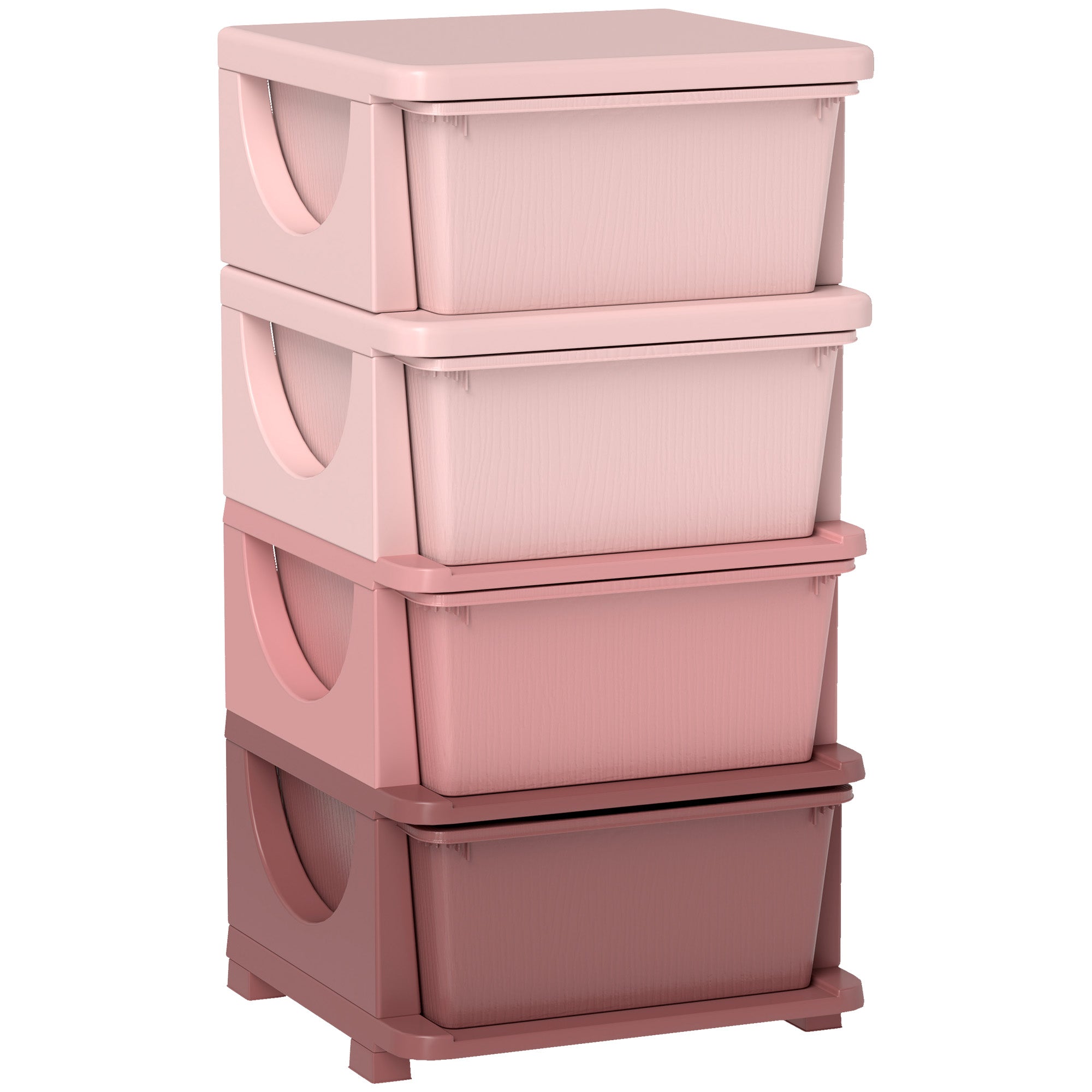Four-Tier Kids Storage Boxes, Plastic Storage Units With Four Drawers,