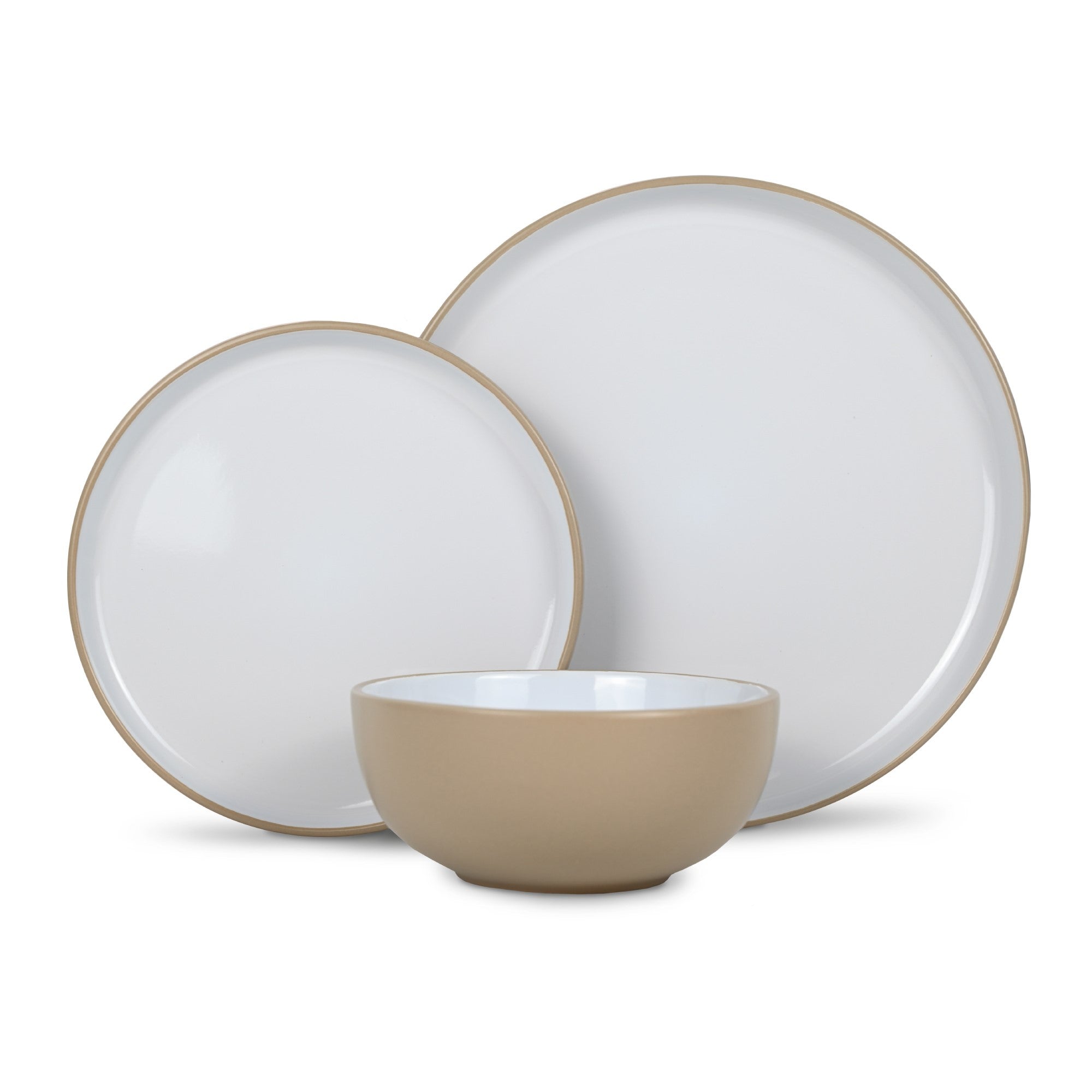 Lewis’s 2 Tone Mushroom Dinner Set | 12-Piece Porcelain Dinnerware