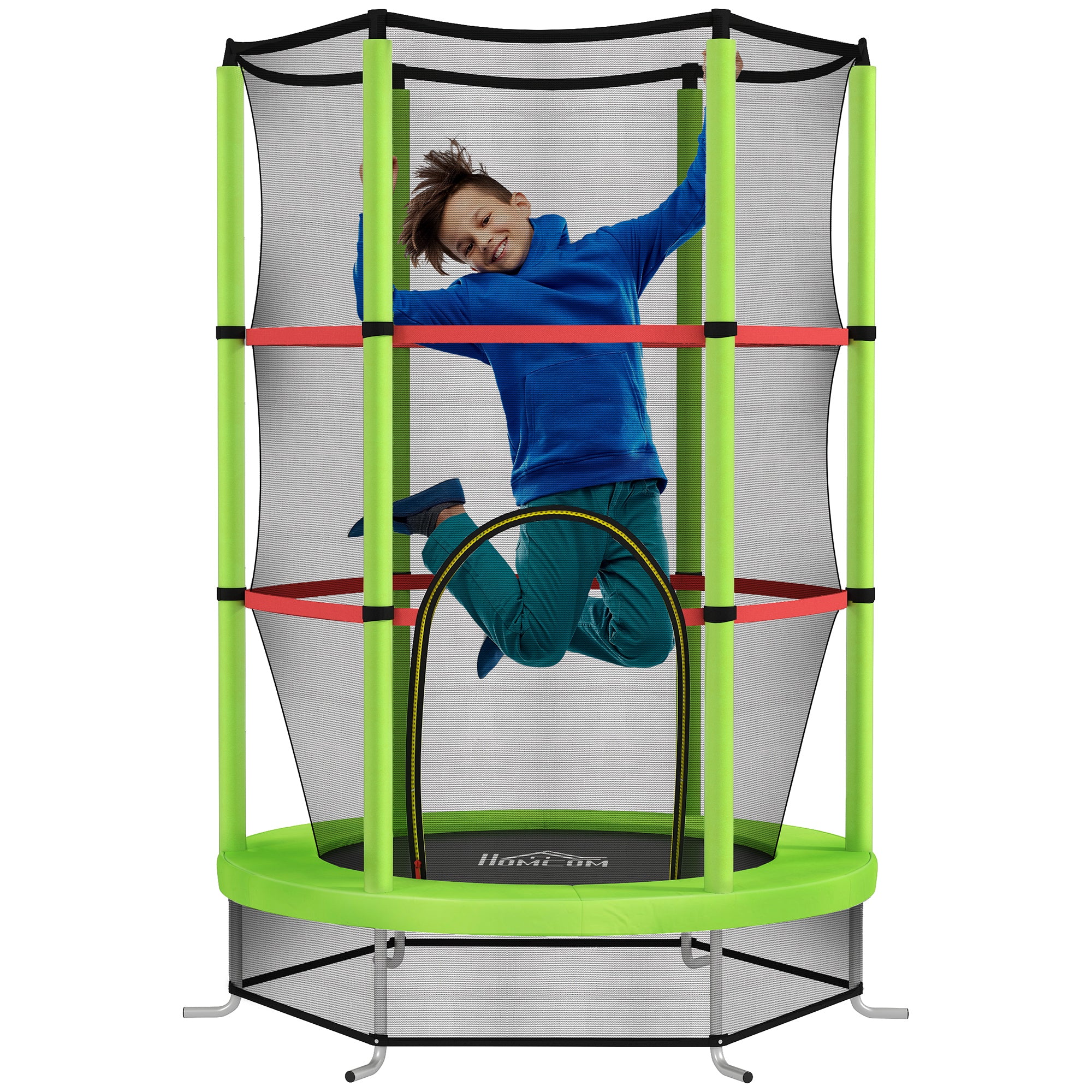 HOMCOM Kids Trampoline Mini Bouncer w/ Enclosure Net for 3-6 Years Gre