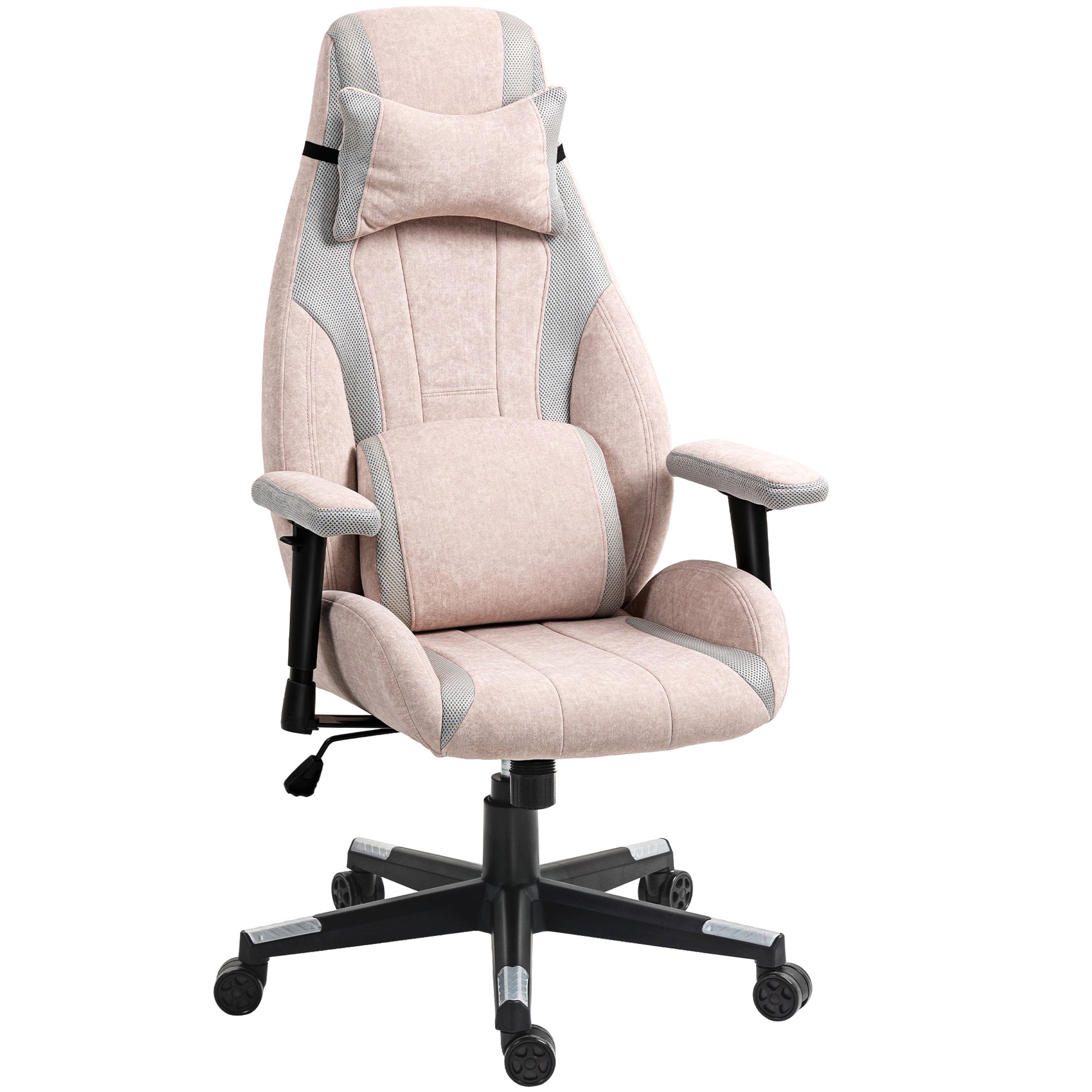 HOMCOM Gamer Computer Chair, Gaming Chair with Swivel Wheels, Pale Pin