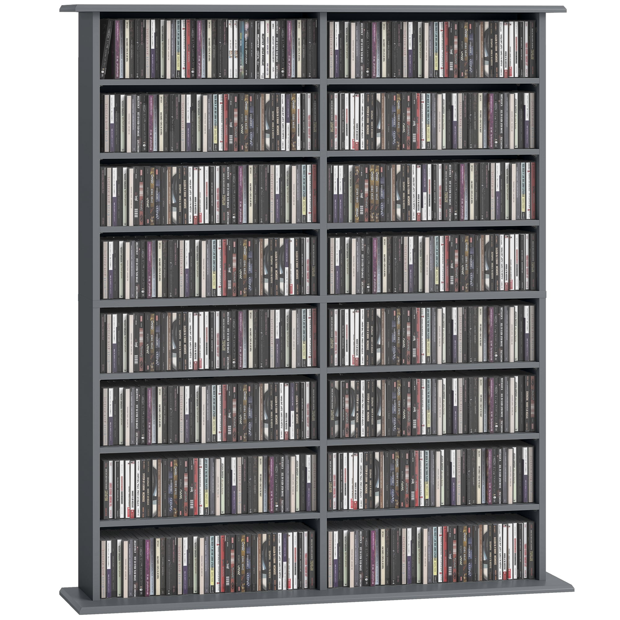 HOMCOM CD Storage Unit DVD Tower Blu-ray Storage Shelf for Office, Gre