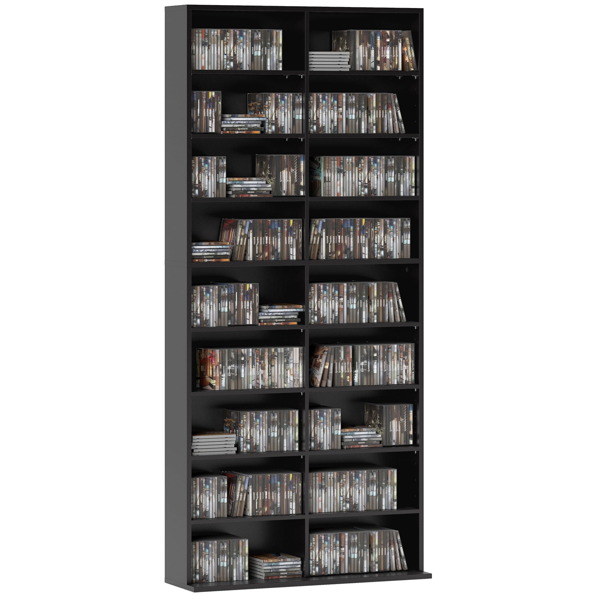HOMCOM 640 CD Storage Unit 360 DVD Storage Tower W/ 18 Compartments