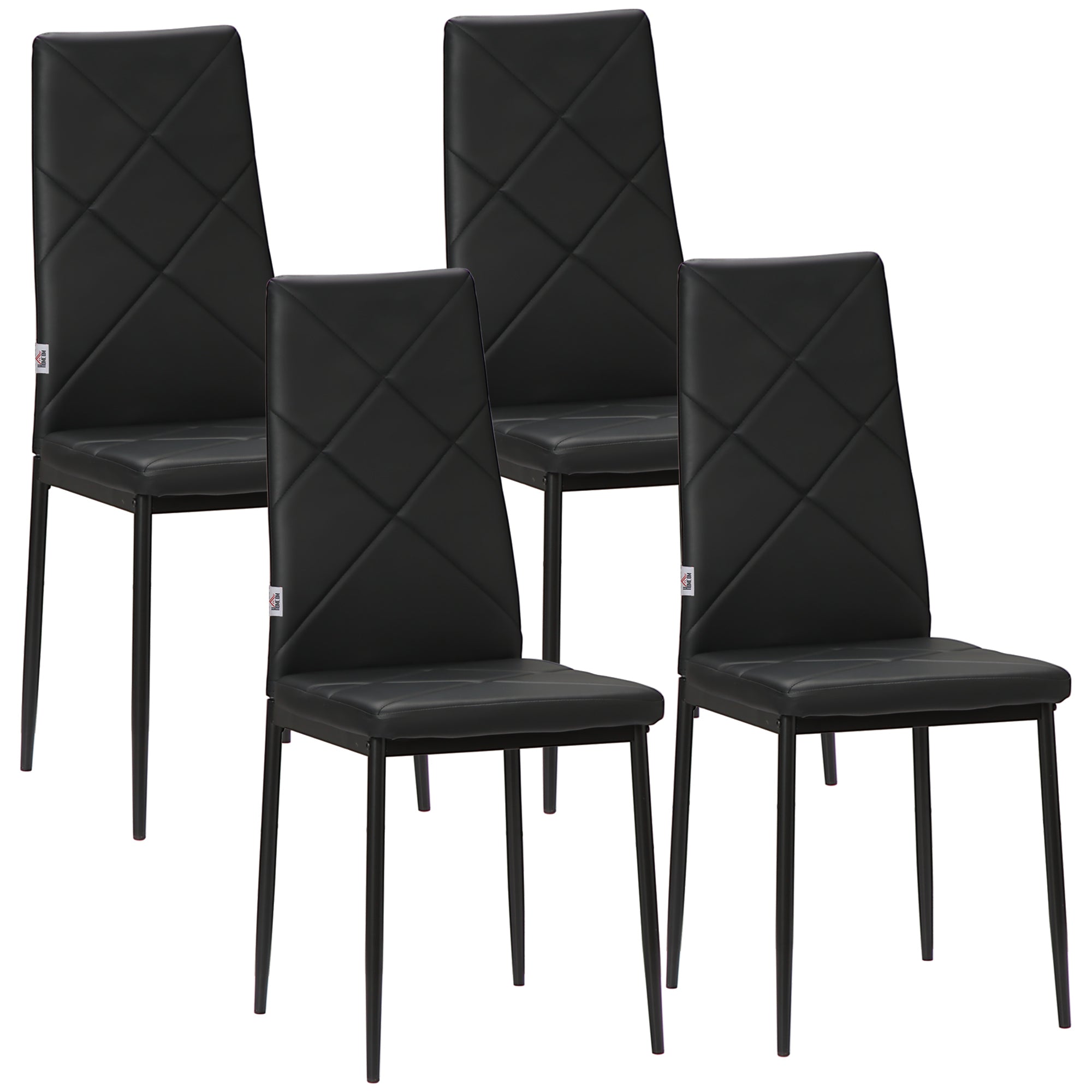 HOMCOM Dining Chairs, Faux Leather Kitchen Chairs, Black