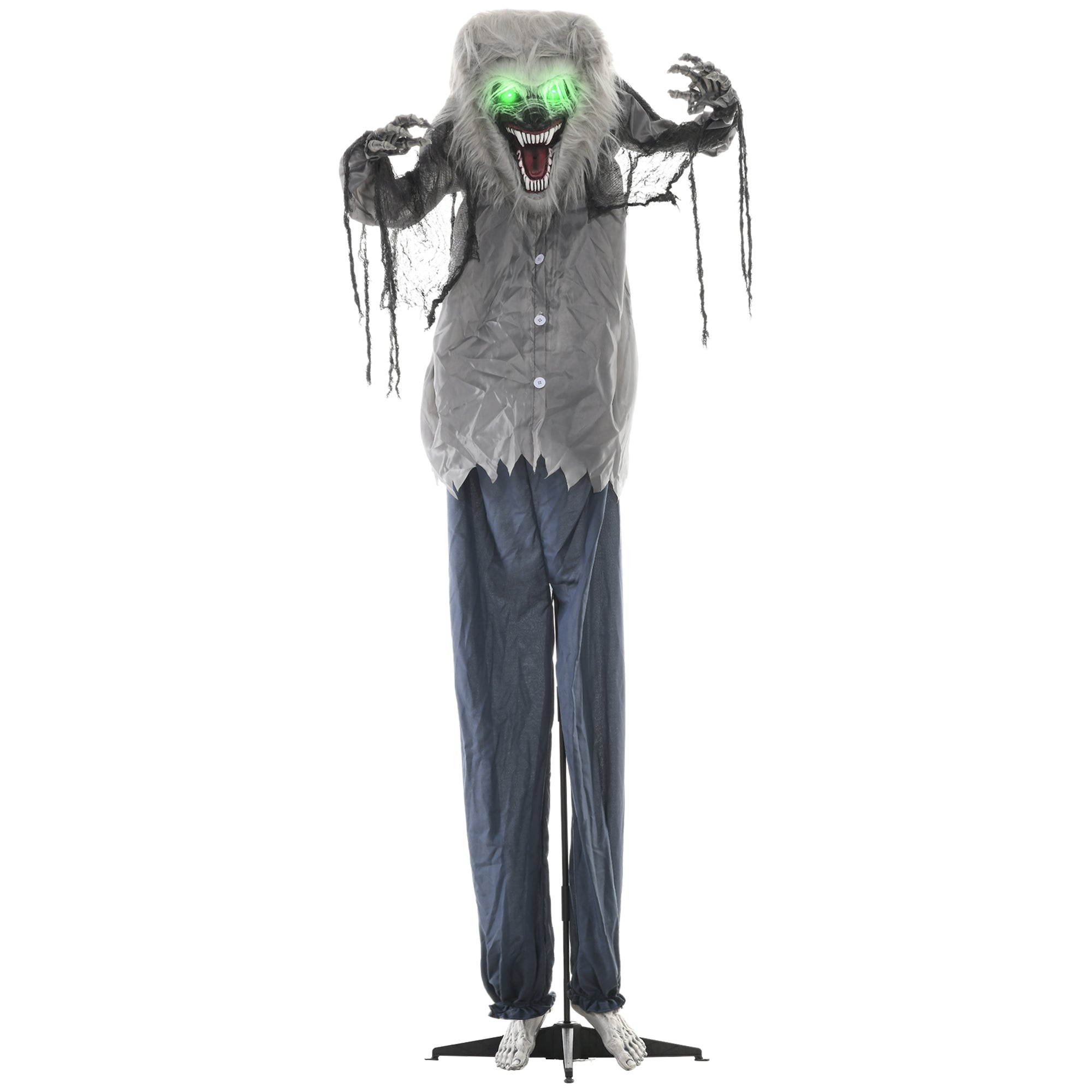HOMCOM Halloween Skeleton Werewolf Animatronic Prop with Light Up Eyes