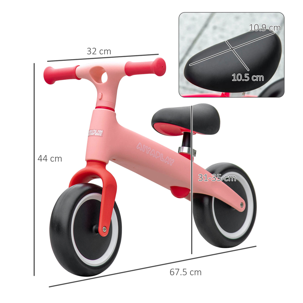 AIYAPLAY Balance Bike for 1.5 3 Years Old Pink