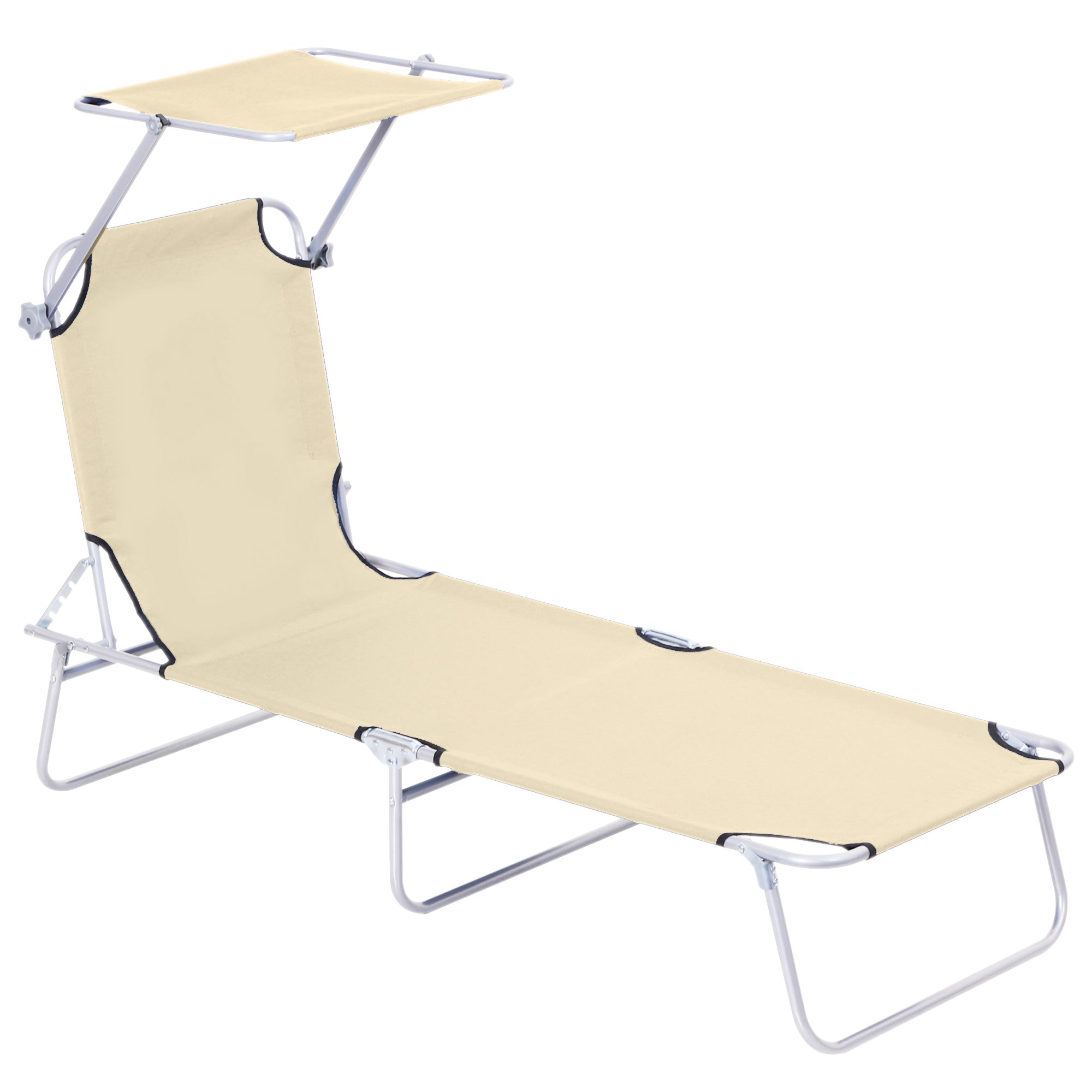 Outsunny Folding Chair Sun Lounger W/ Sunshade Garden Recliner Hammock