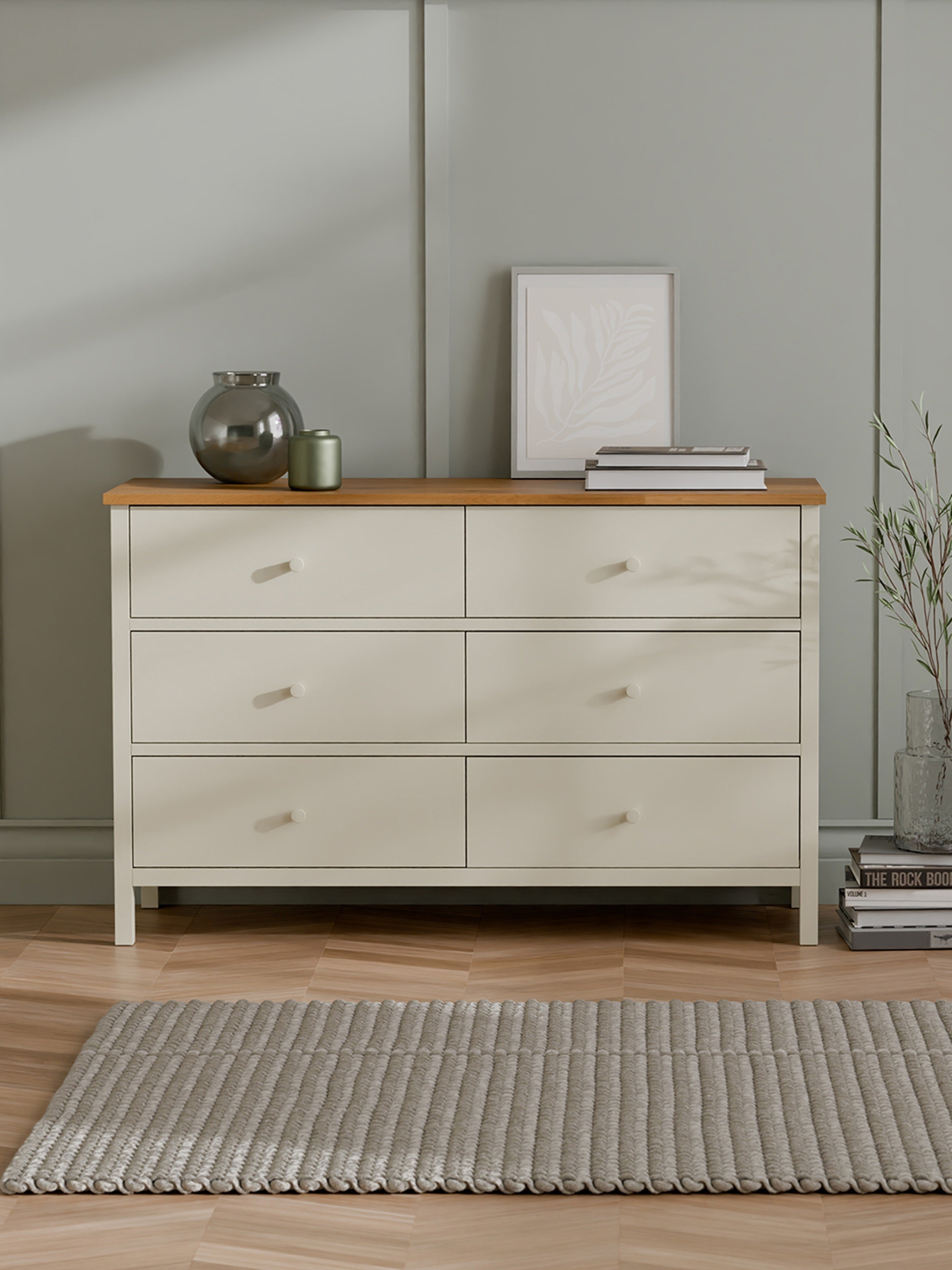 Rowan 6 Drawer Chest - Ivory And Oak