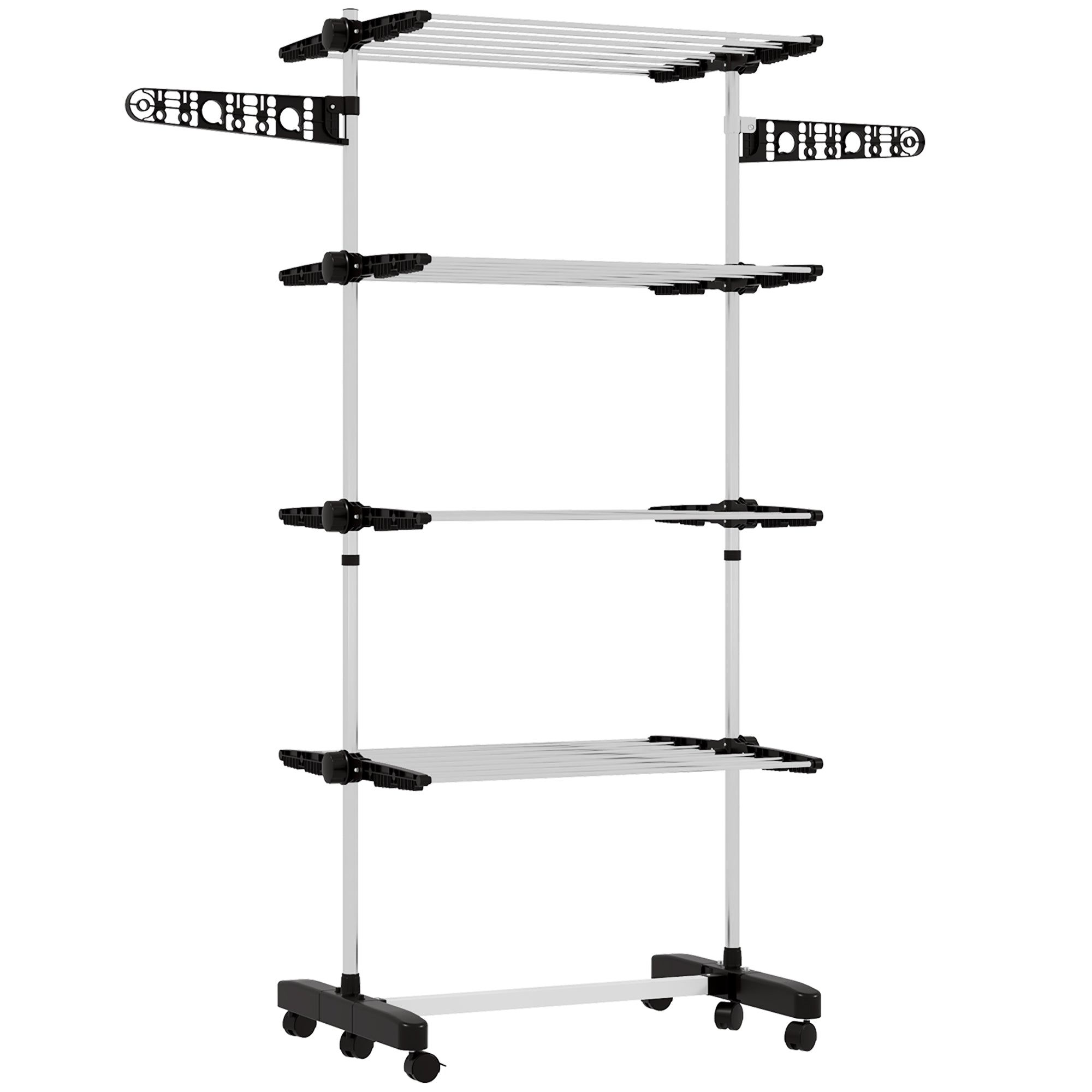 HOMCOM 4-Tier Large Clothes Airer Stainless Steel Clothes Drying Rack