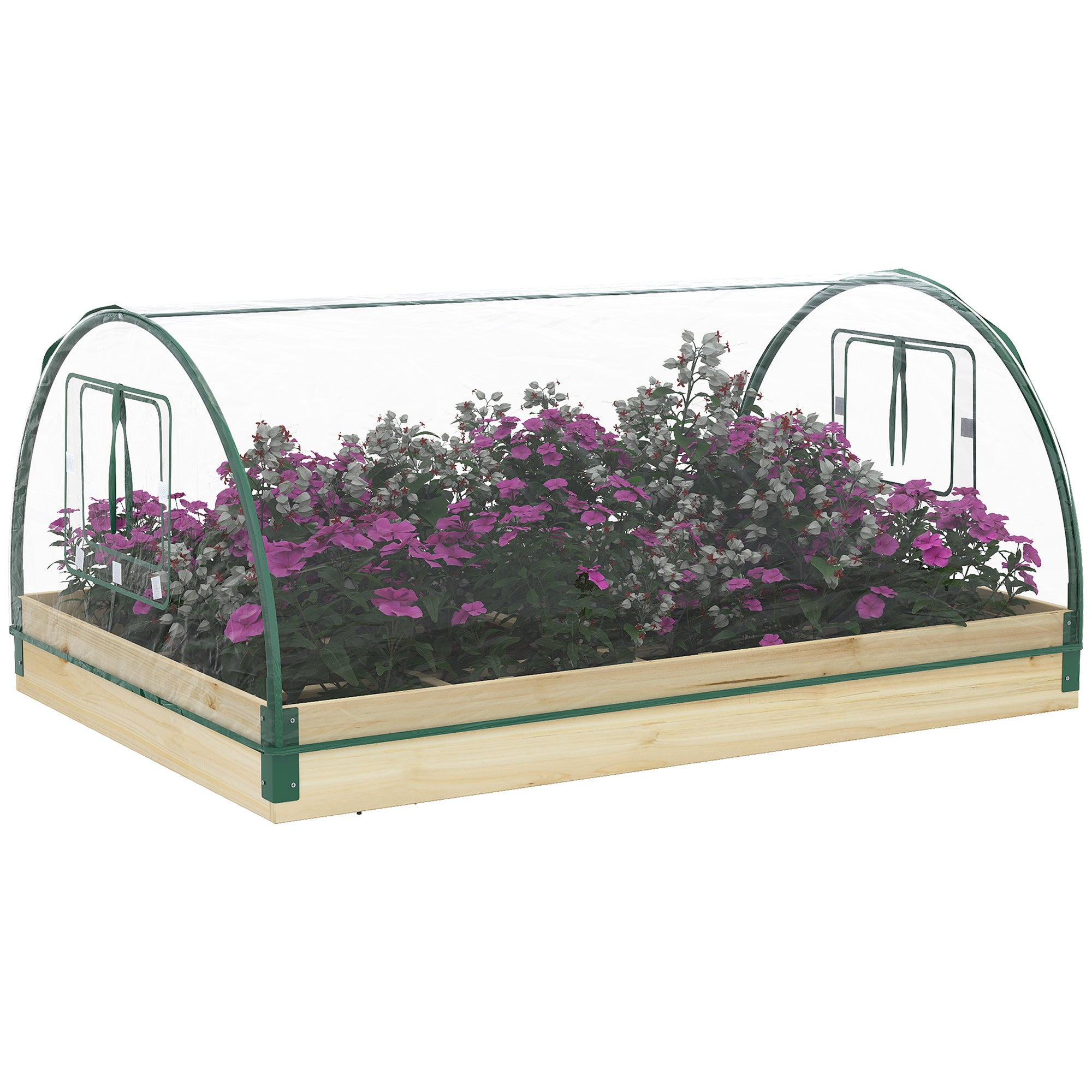 Outsunny Raised Garden Bed with Greenhouse Roll Up Windows 115 x 80 x