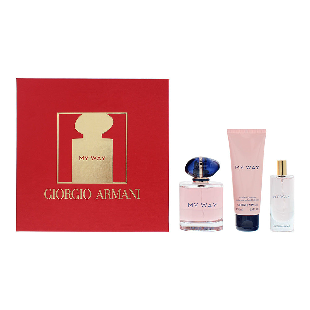 Giorgio Armani My Way 3 Piece Gift Set: Eau De Parfum 90ml - Eau De Pa
