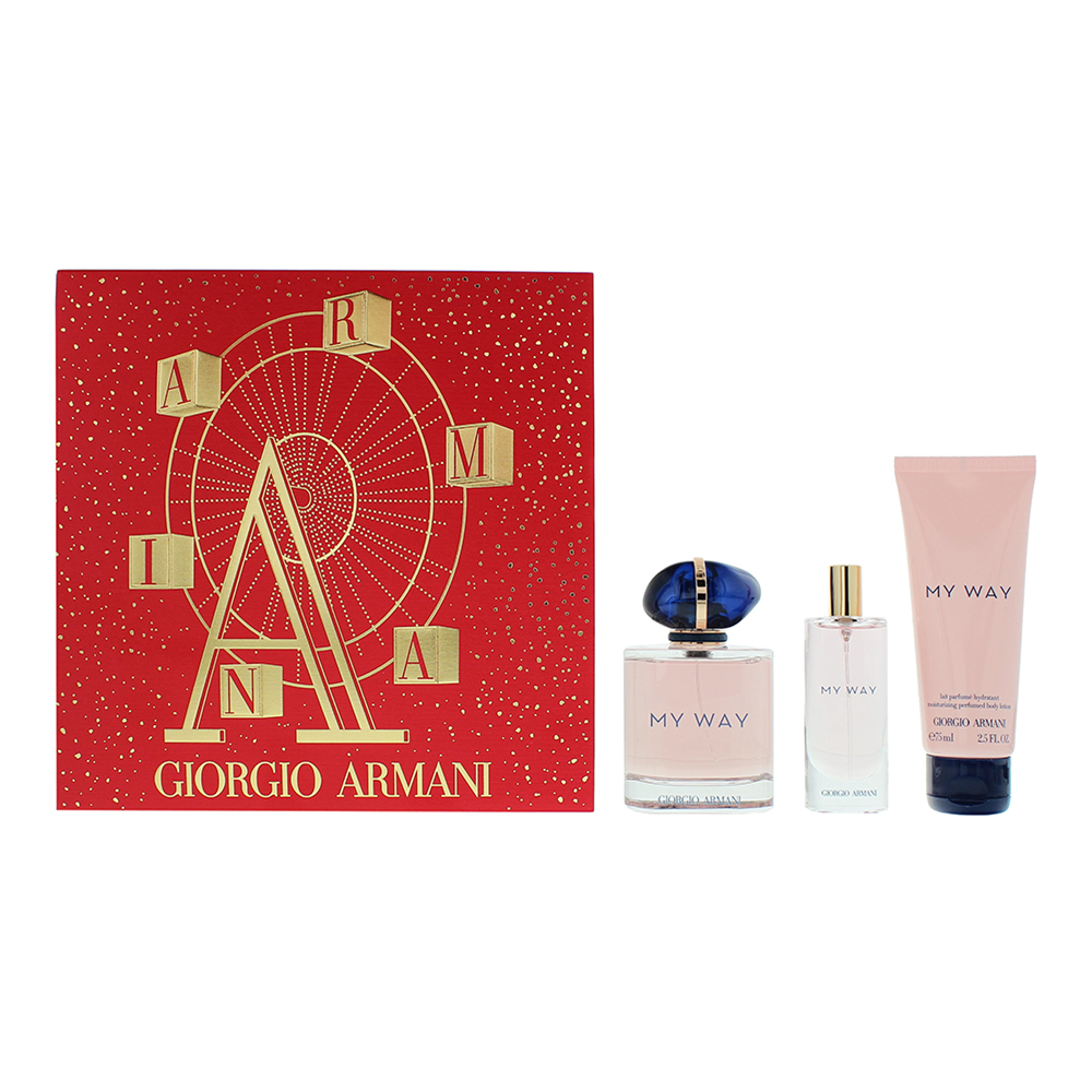 Giorgio Armani My Way 3 Piece Gift Set: Eau de Parfum 90ml - Eau de Pa