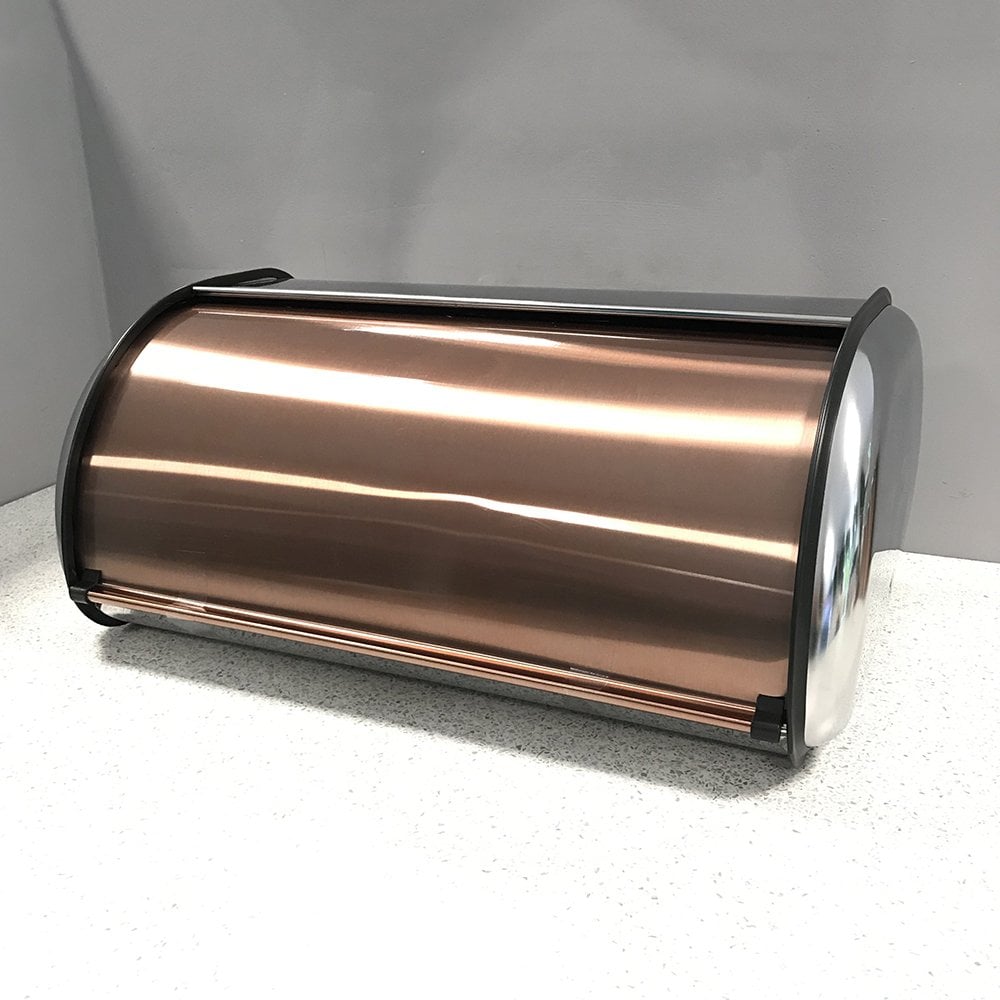 Lewis's Copper Finish Roll Top Bread Bin