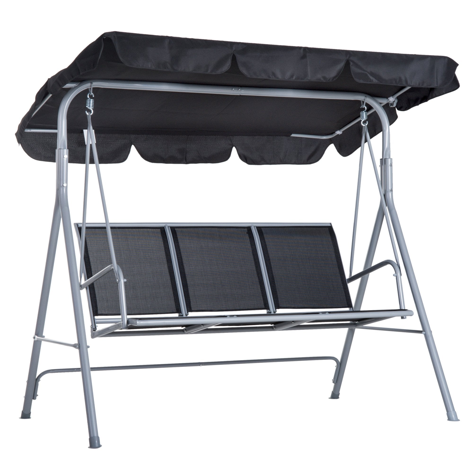 Outsunny-3 Seater Steel Swing Bench - Black