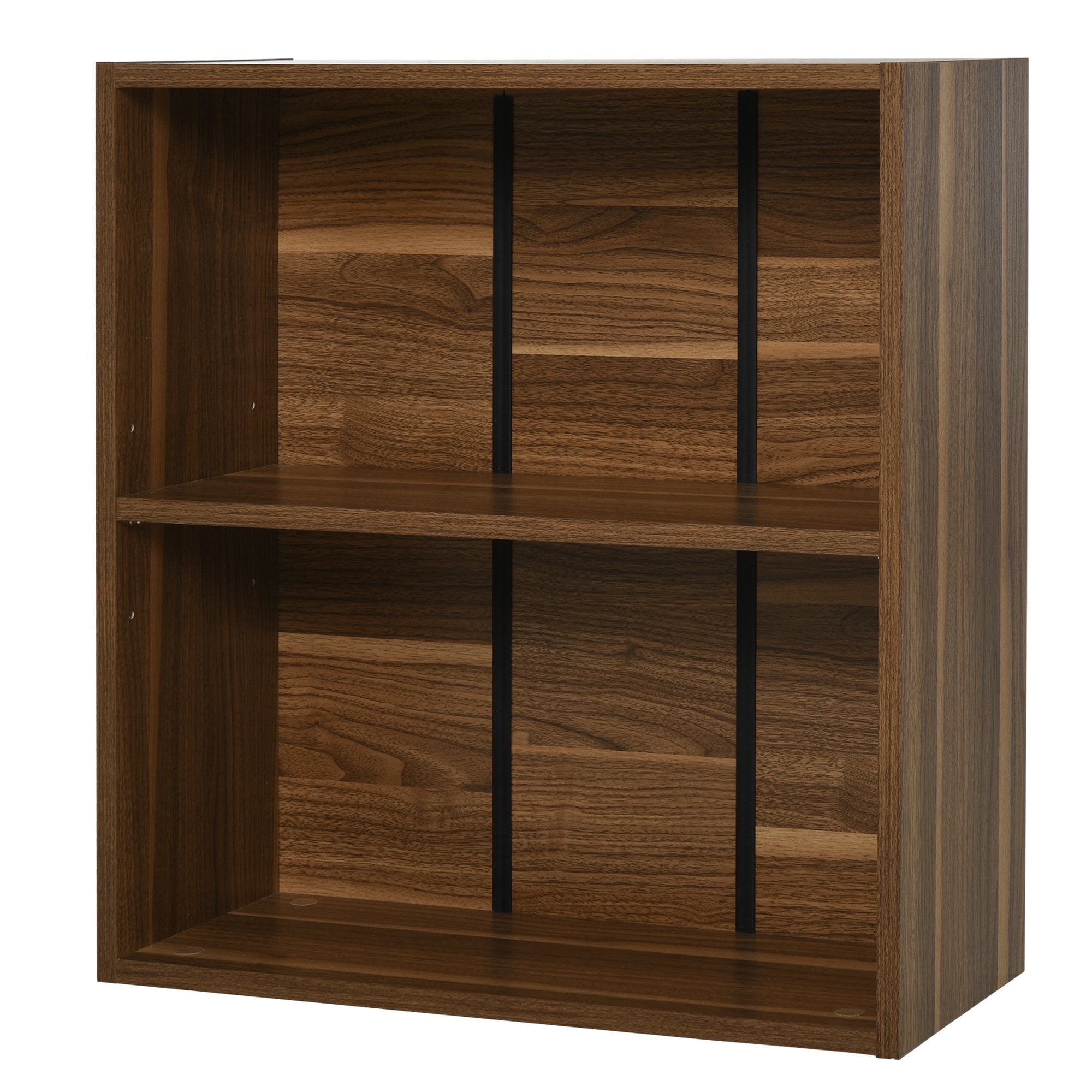 Wooden 2 Tier Storage Unit Cabinet-Walnut