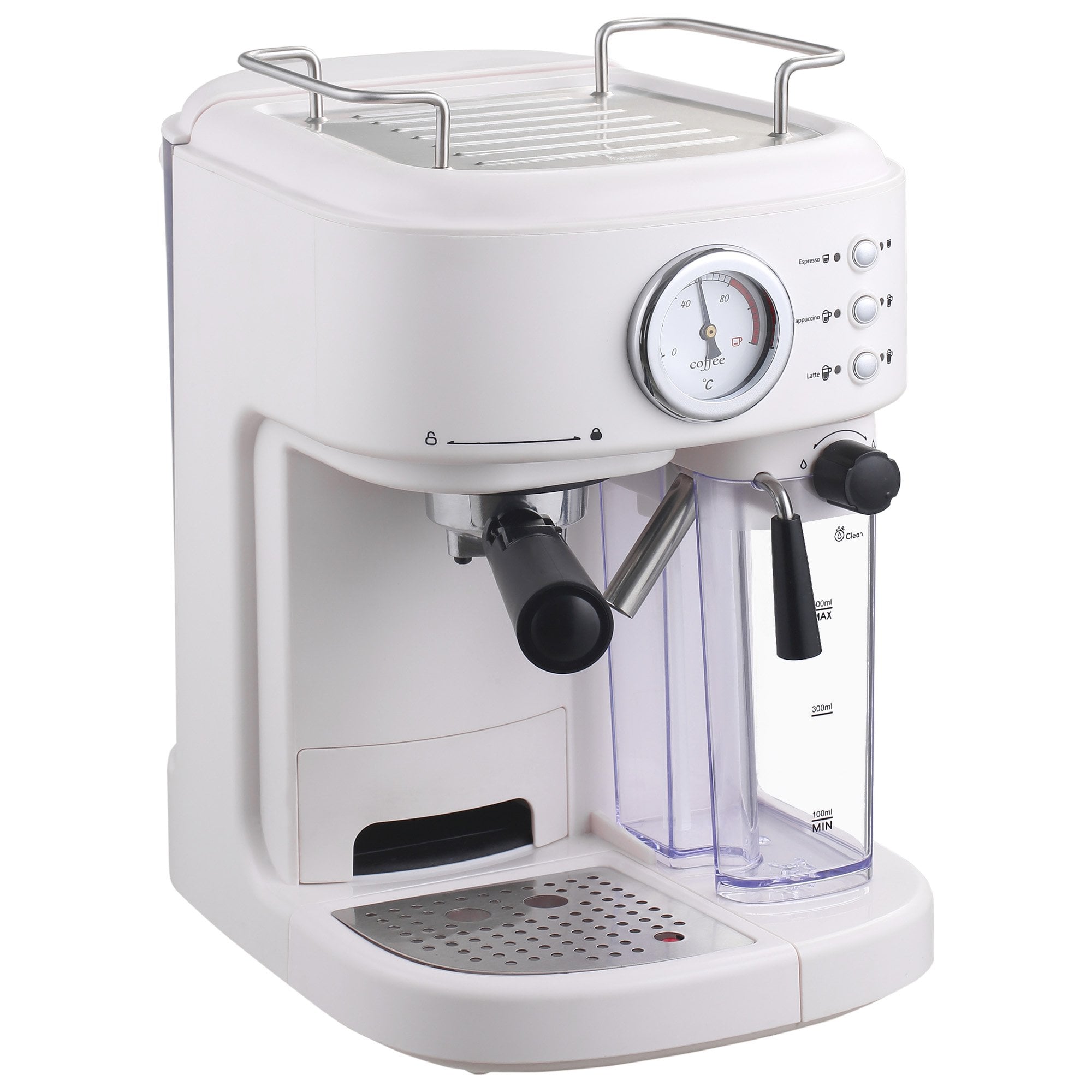 HOMCOM 5Pc Coffee Machine, Espresso & Cappuccino & Latte Maker with Mi