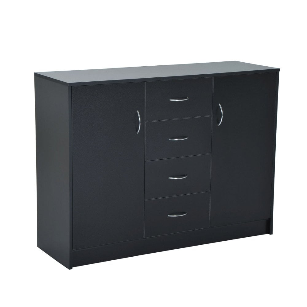 2 Door 4 Drawer Cabinet Storage Unit Free Standing Cupboard Chest Orga