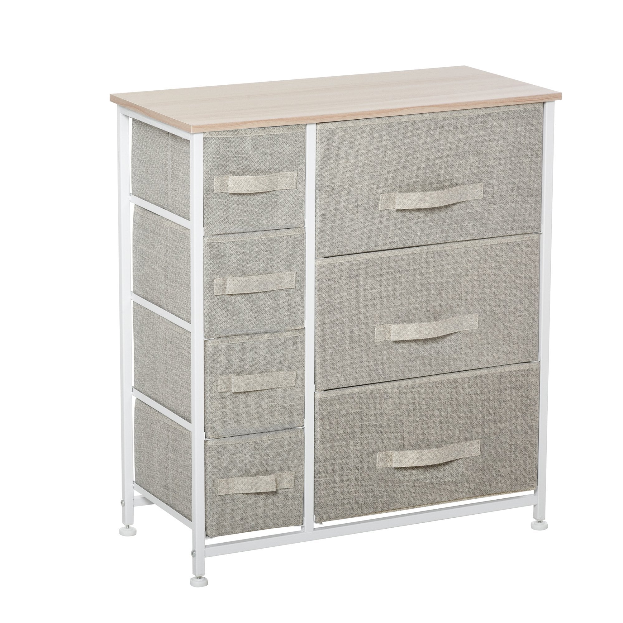 Vertical 7 Linen Drawers Cabinet with Metal Frame Adjustable Feet for