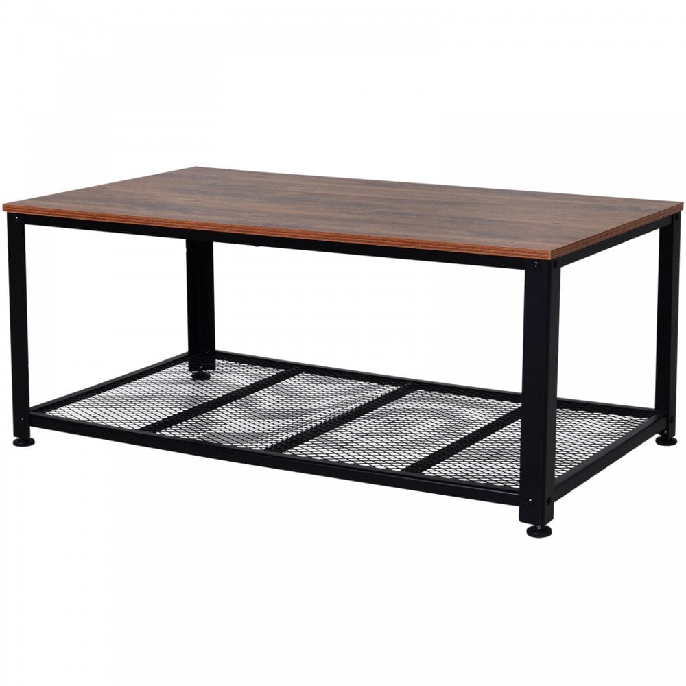 Steel Frame Industrial Style Coffee Table Brown/Black