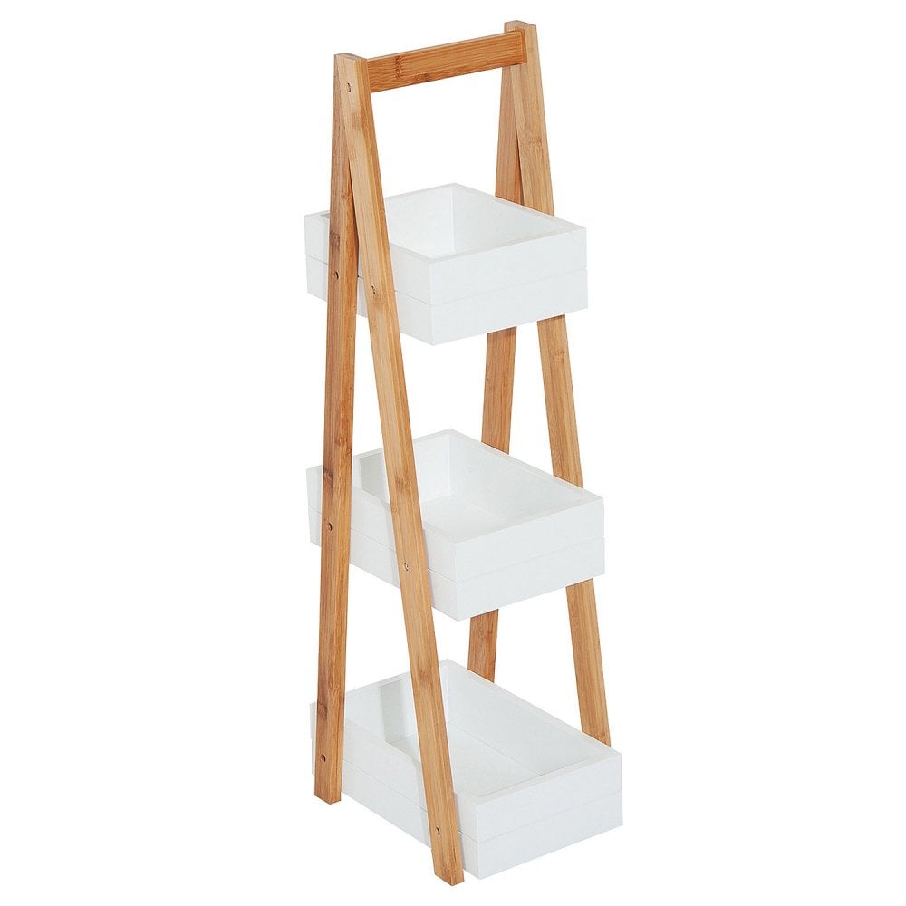 HOMCOM Bathroom A-Shape Rack, 3-Tier-Bamboo