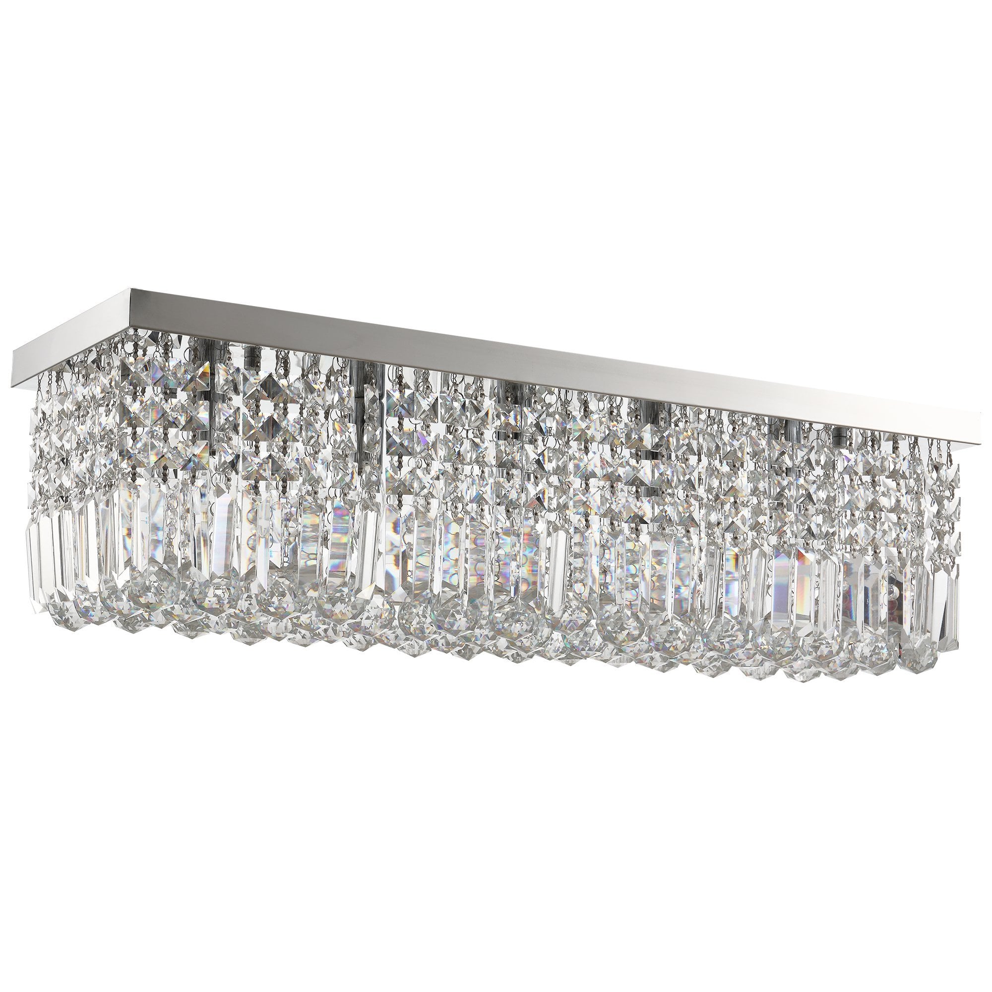 HOMCOM Modern Crystal Ceiling Light Square Chandelier for Home Office