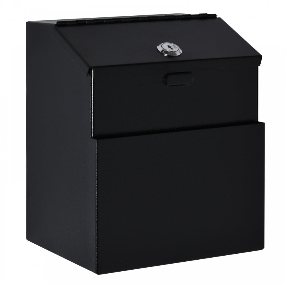 Steel Lockable Letter Box w/ Compartments Black