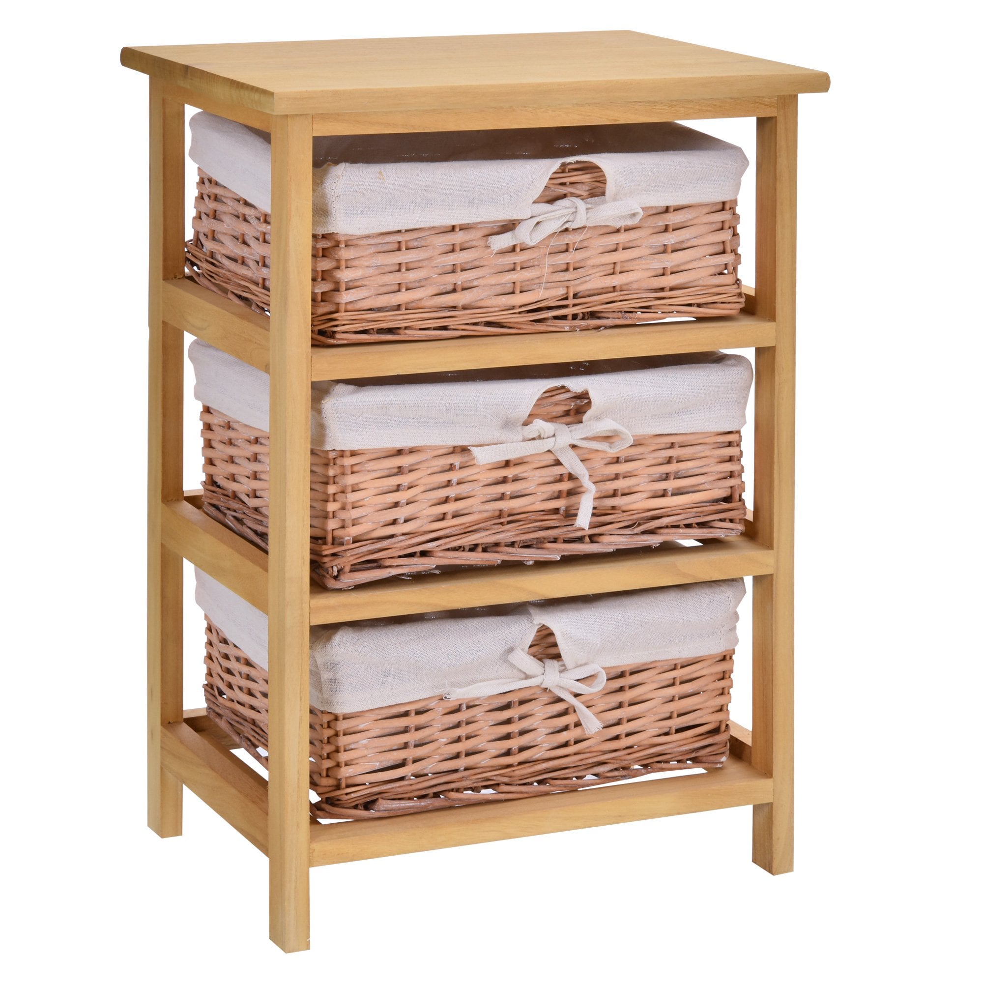 Wicker 3-Tier Storage Basket Shelf Brown