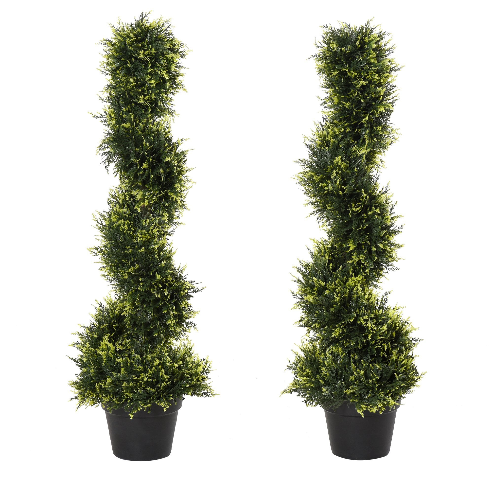 HOMCOM Outsunny Set Of 2 90cm Artificial Spiral Topiary Trees With Pot