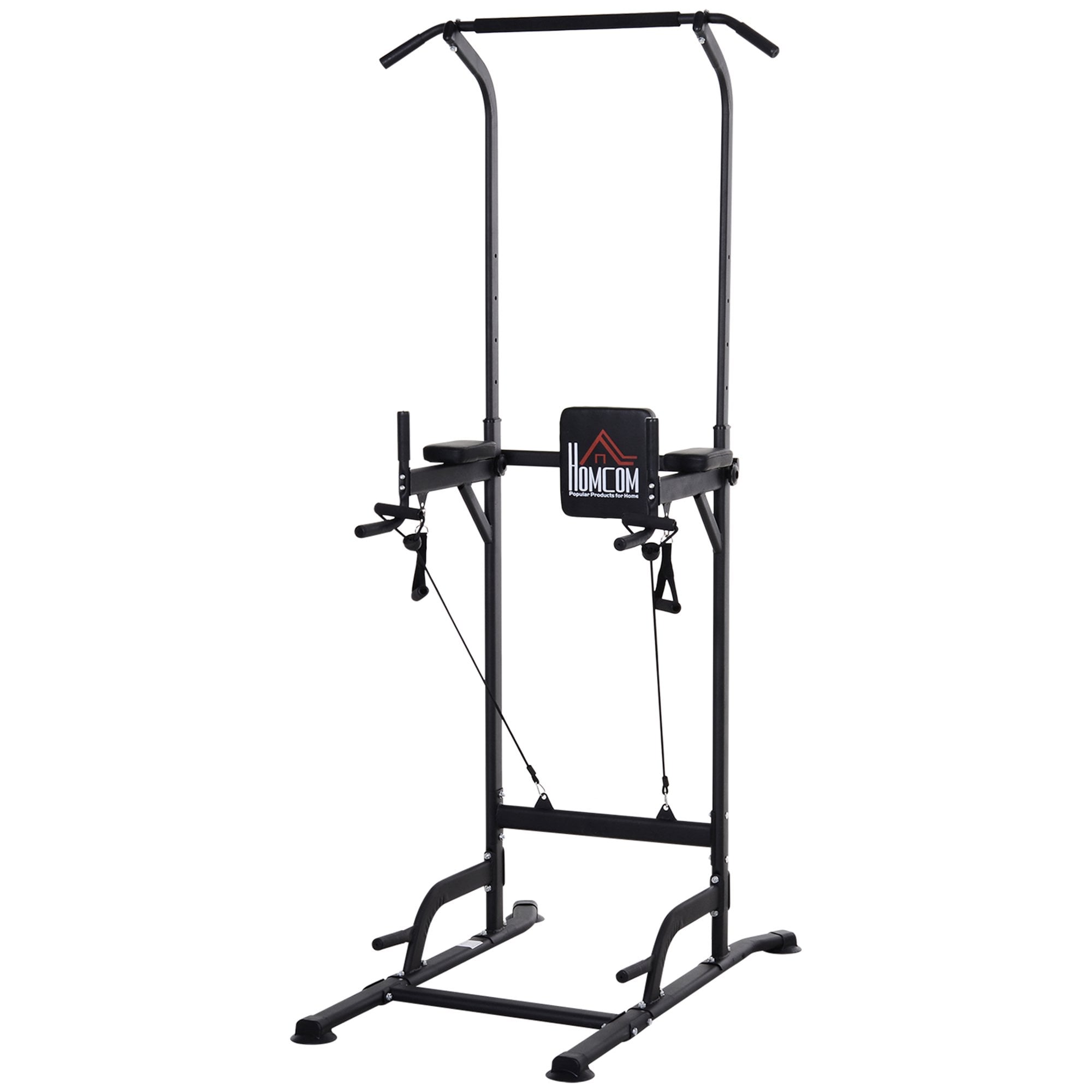 Pull Up Tower Multi-Function Power Tower Black Height Adjustable Abs D