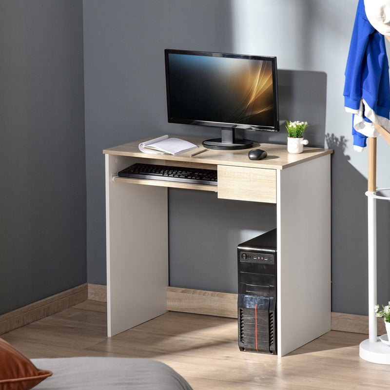 Compact Computer Table with Keyboard Tray Drawer Study Office Working