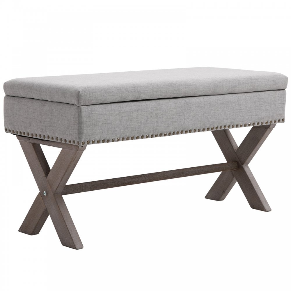Polyester Upholstered Ottoman Stool Grey