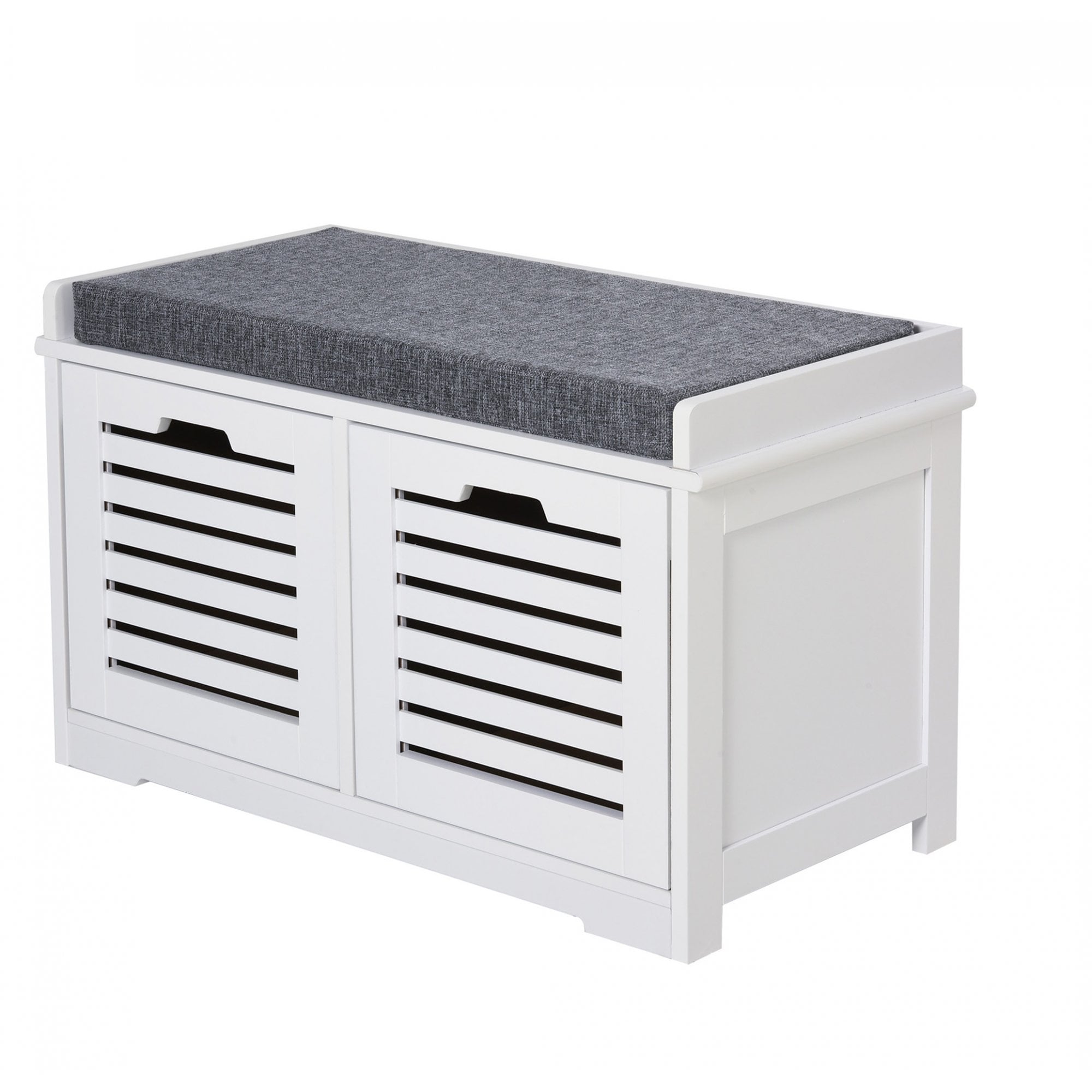 MDF Entryway 2-Drawer Shoe Bench White/Grey