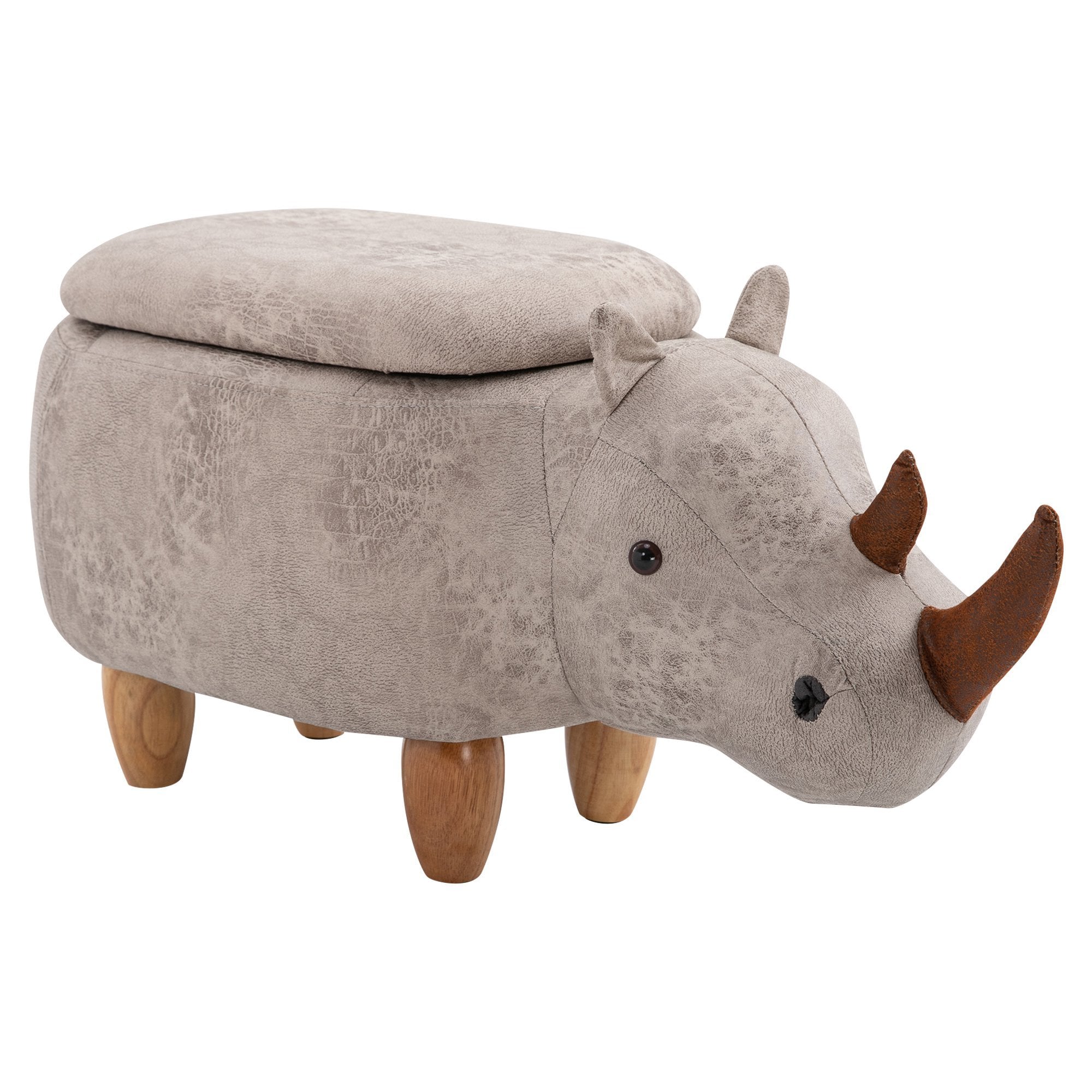 Polyester Upholstered Rhino Storage Stool Grey