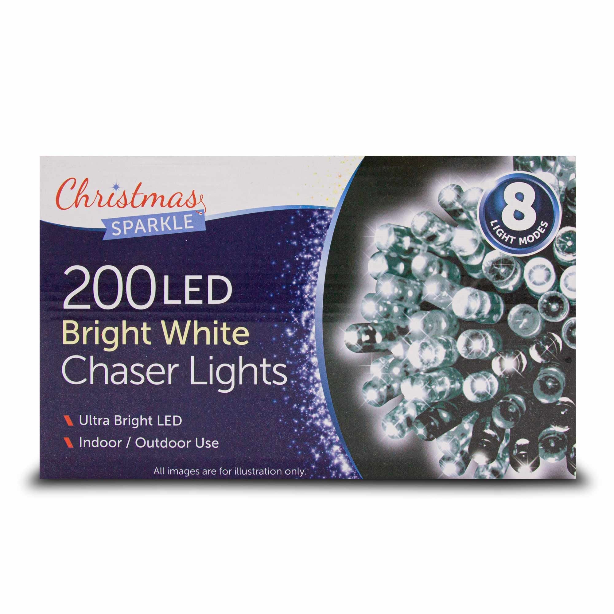 Christmas Sparkle Indoor and Outdoor Chaser Lights x 200 White LEDs