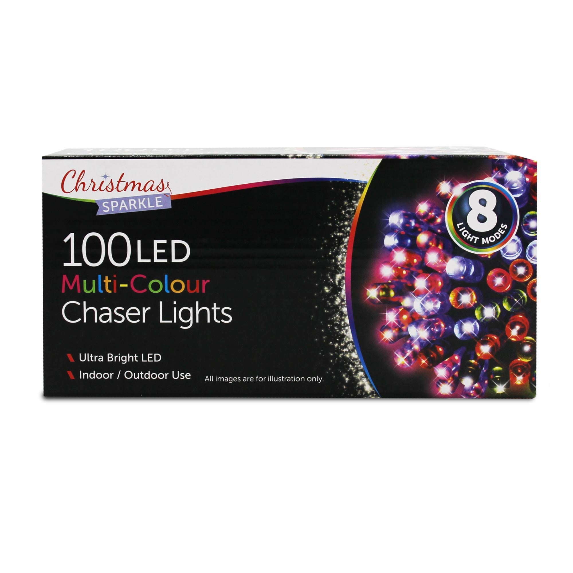 Christmas Sparkle Indoor and Outdoor Chaser Lights x 100 Multi Coloure