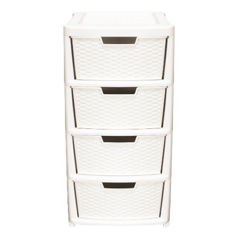 Rattan Tower 4 Drawer- 2 Colours