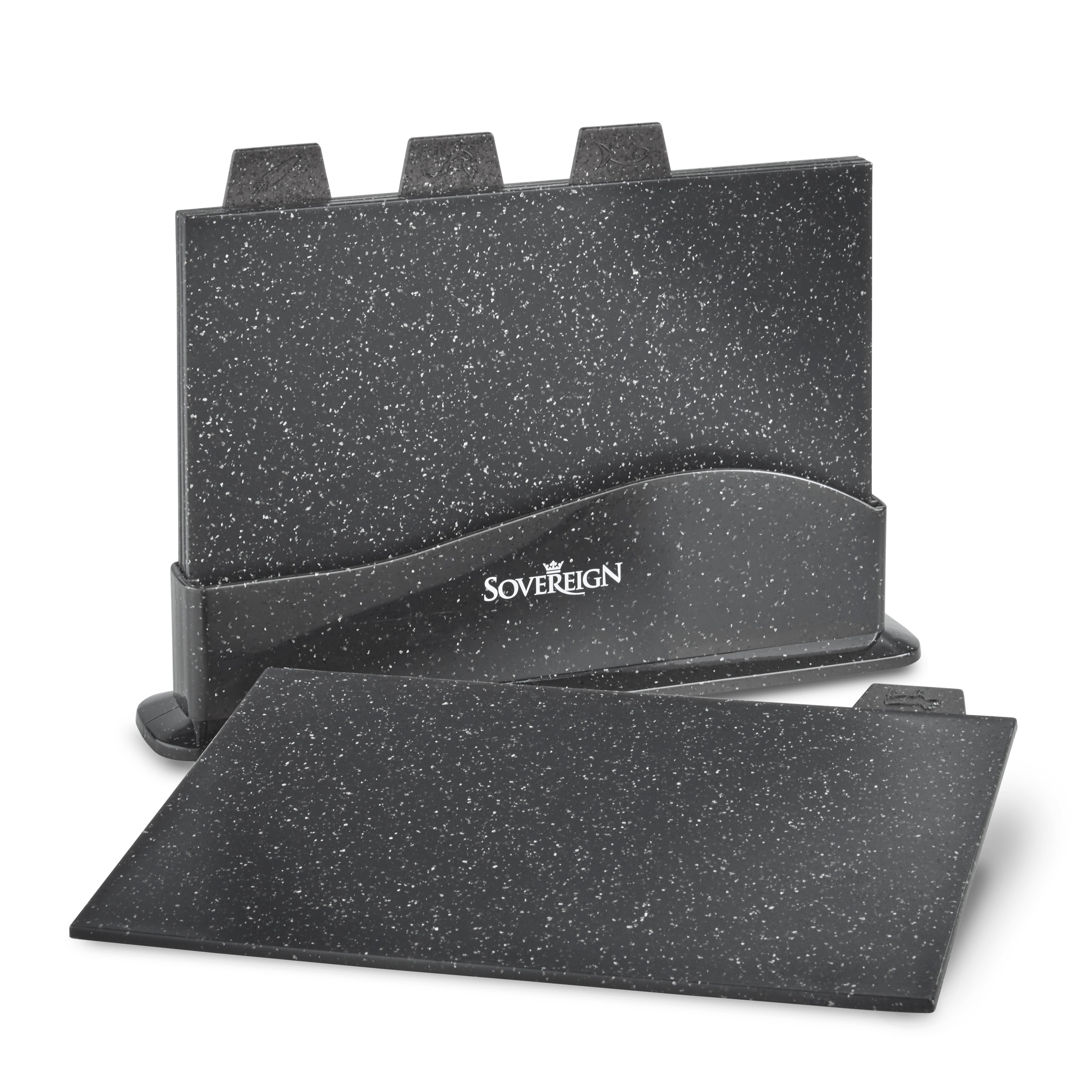 Lewis's Sovereign Stone Index Chopping Board Set with Holder