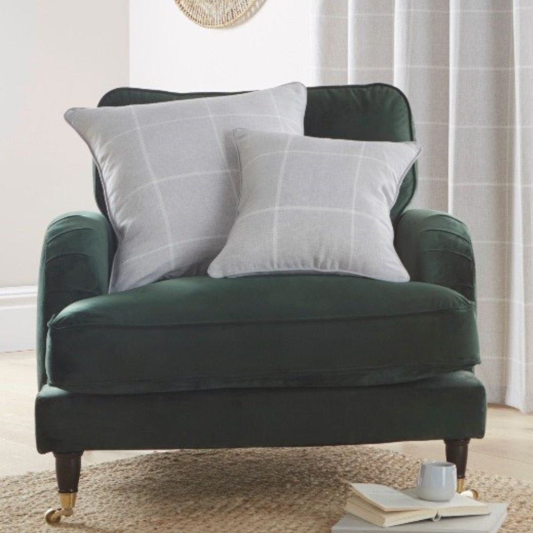 Country Check Grey Square Cushion 43 x 43cm