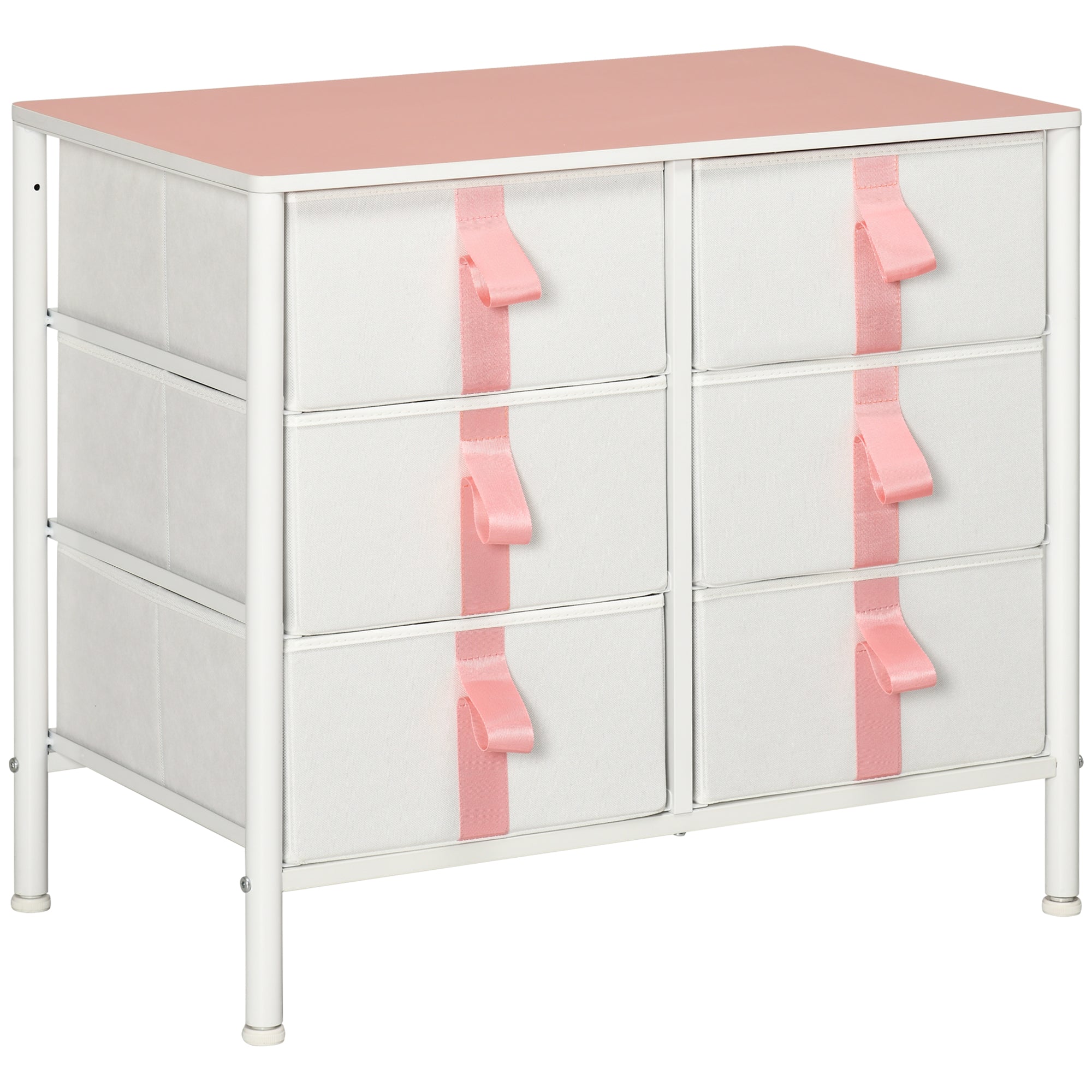 HOMCOM 6 Drawer Chest of Drawers w/ Wooden Top Kid Room Closet Hallway