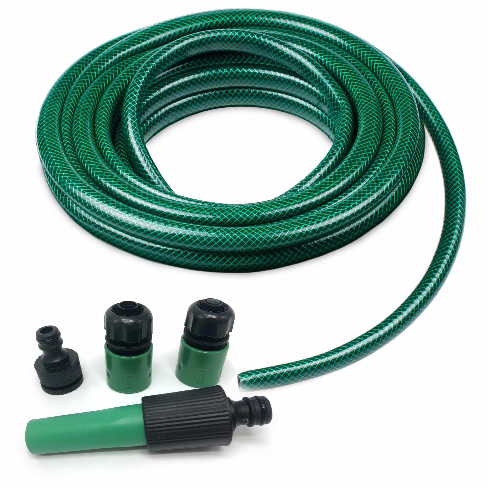 Silver & Stone Garden Hose & Spray Nozzle Set 15m