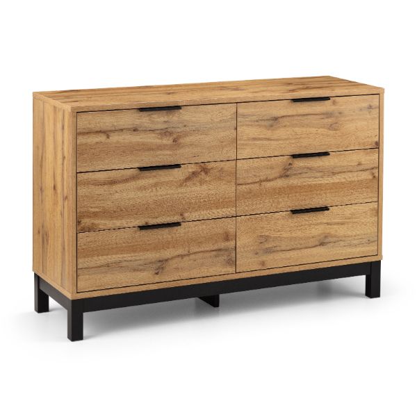 Bali Chest Of Drawers 6 Drawer Wide Oak 1.2m