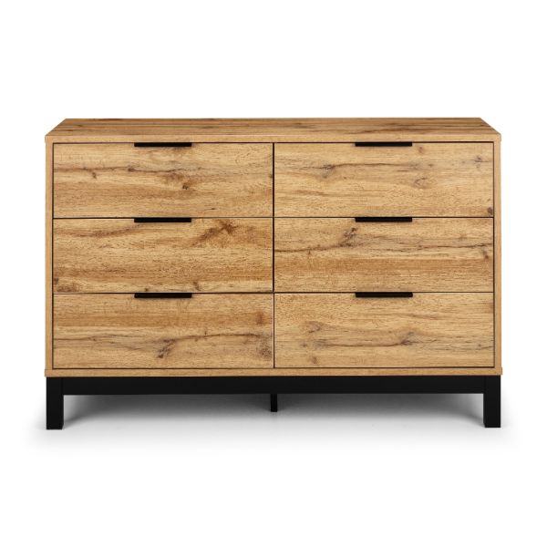 Bali Chest Of Drawers 6 Drawer Wide Oak 1.2m