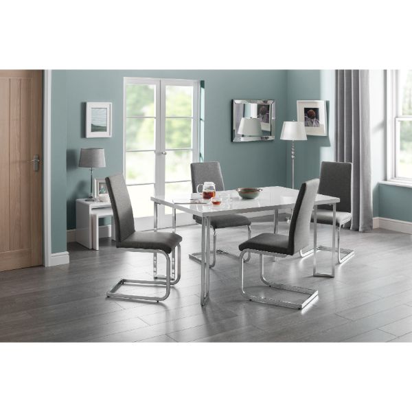 Manhattan Dining Table 1.5m Hi Gloss & Chrome White