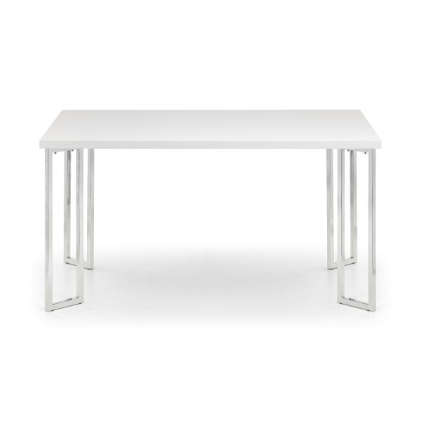 Manhattan Dining Table 1.5m Hi Gloss & Chrome White