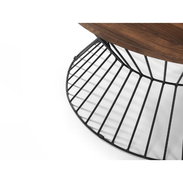 Toulon Round Wire Coffee Table 80cm Walnut