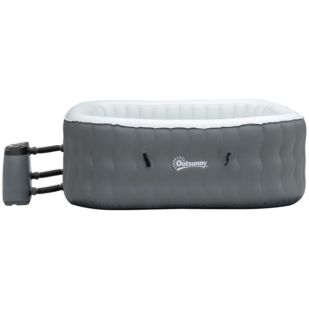Outsunny Inflatable Hot Tub Spa Square for 4-6 People 180cm - Grey