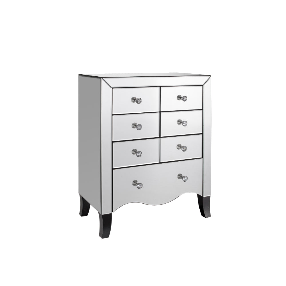 Valentina Mirrored Chest of Drawers with 7 Drawers - Mirror