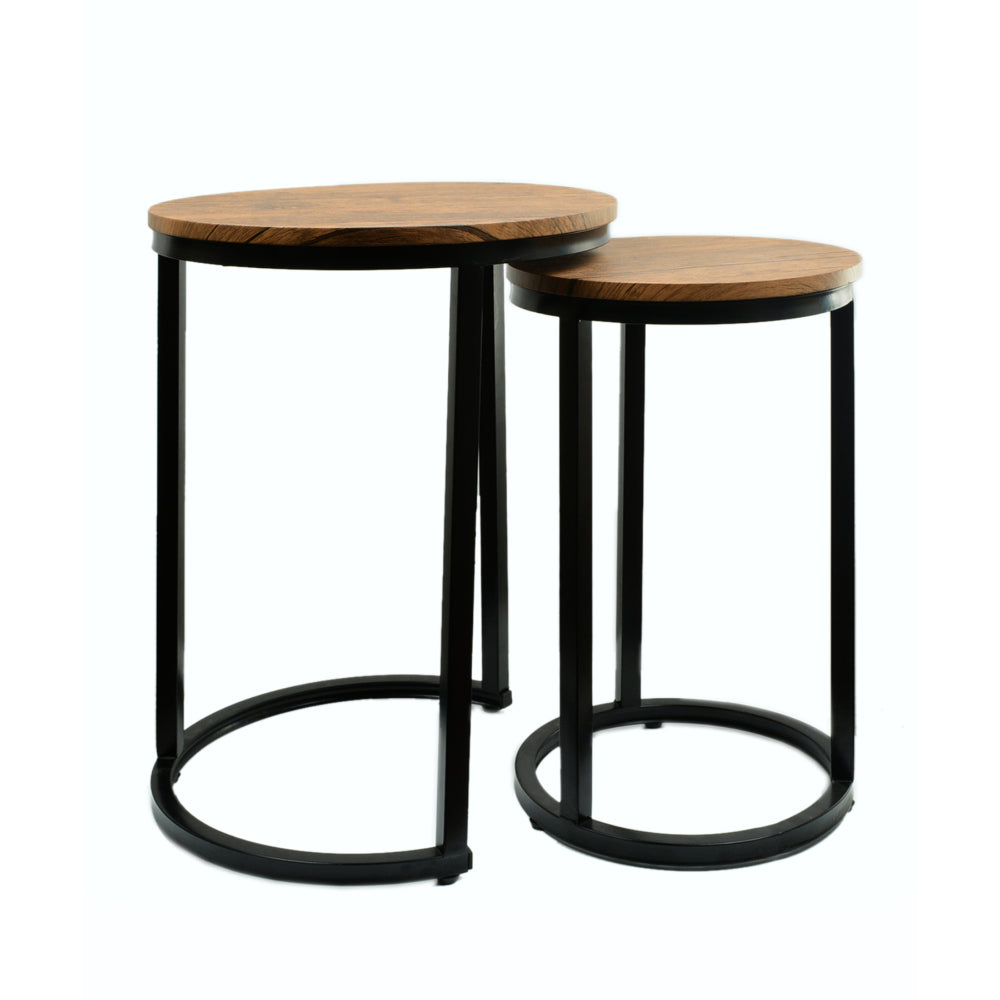 Java Nest of Tables with Black Frame 40x56cm with Distressed Tops - Bl
